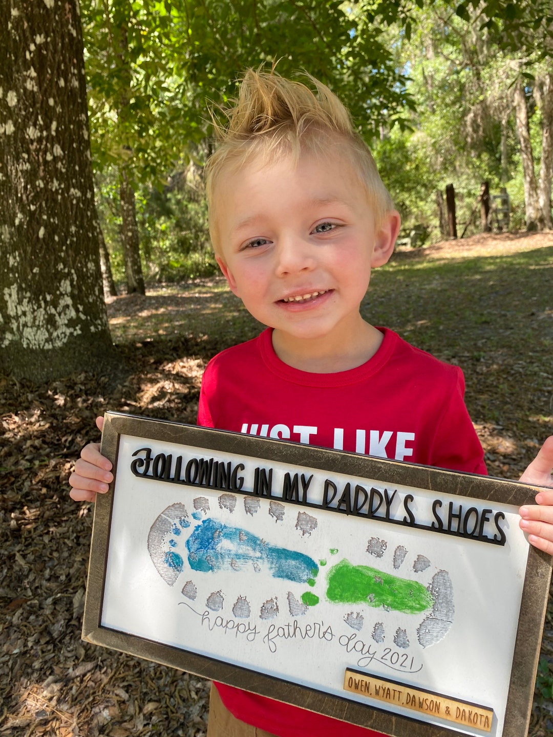DAD - Father's Day Gift, Father's Day Wooden Sign, DIY Footprint Sign ...