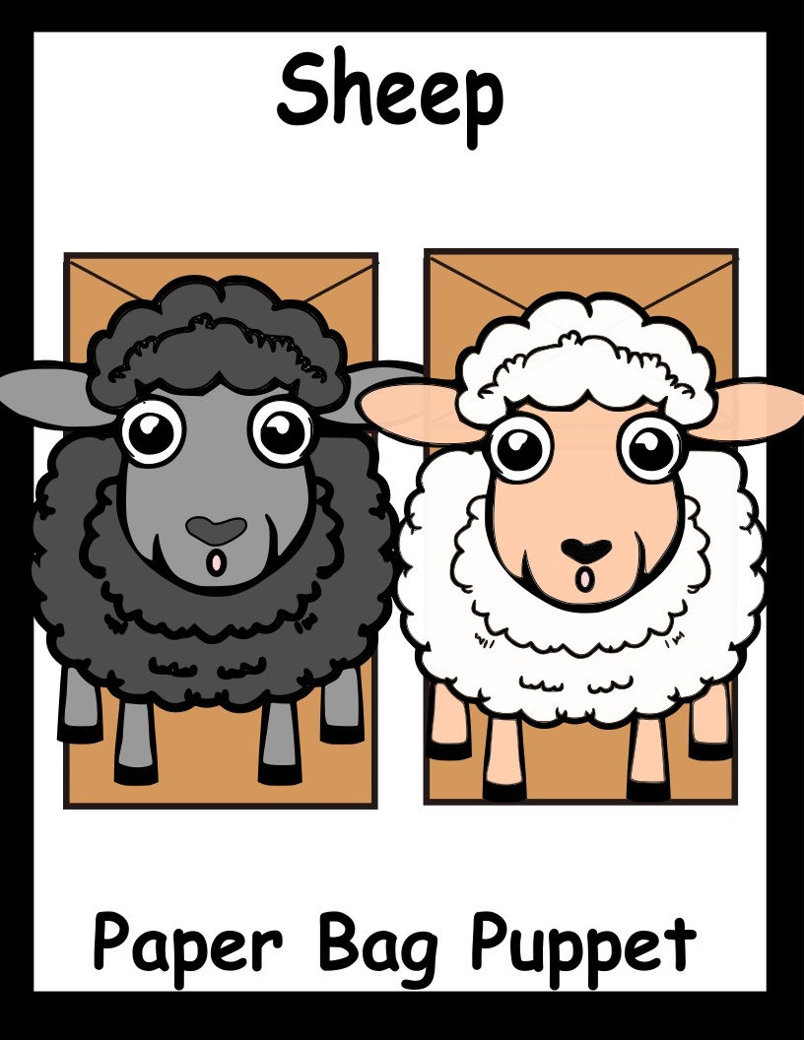 FARM Animals Paper Bag Puppets Zoo Animal Printable Craft Art for Kids ...