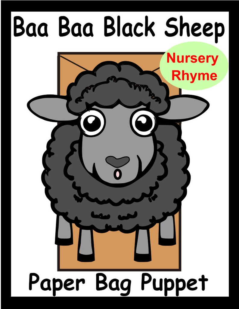 Nursery Rhymes Paper Bag Puppets Printable Craft Art for Kids Coloring ...