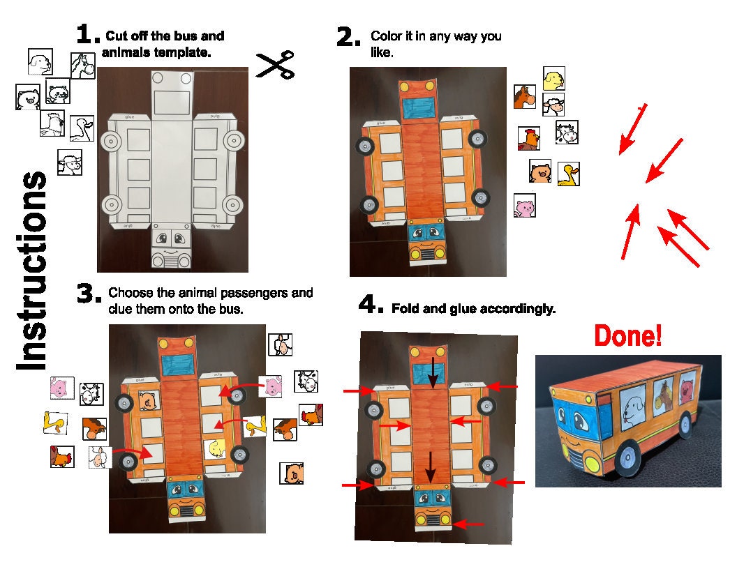 Bus Paper Craft Printable Craft Activity for Kids Instant Download ...