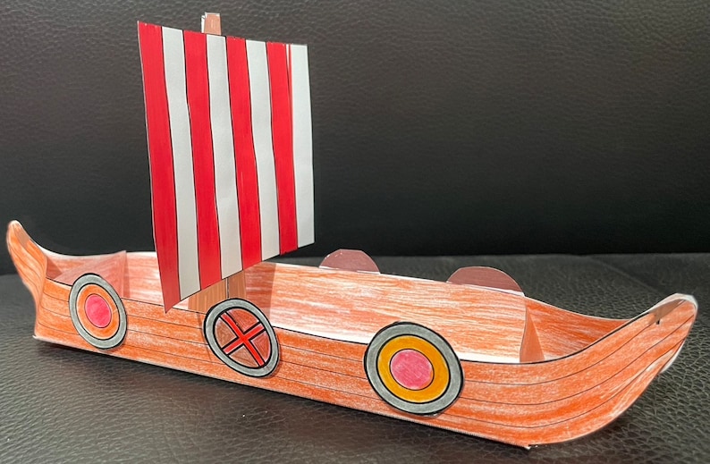 Viking Ship Craft 3D Paper Easy Viking Ship Craftivity Printable Craft ...