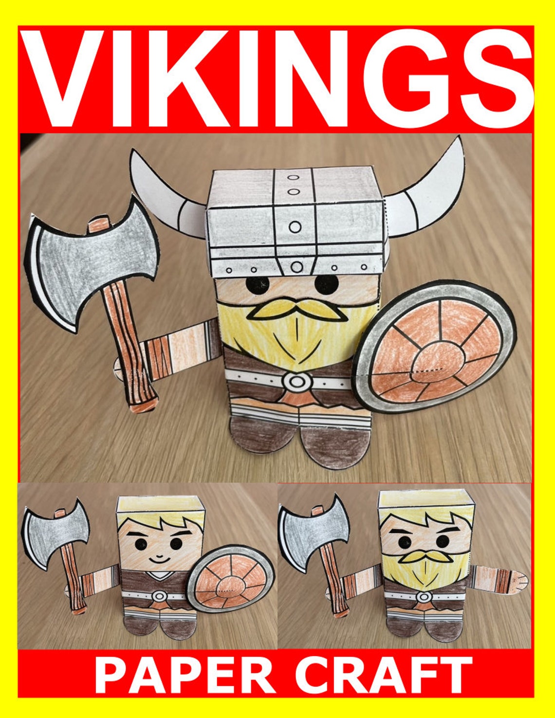 Viking Warriors Craft Easy 3D Vikings Paper Craftivity Printable Craft ...