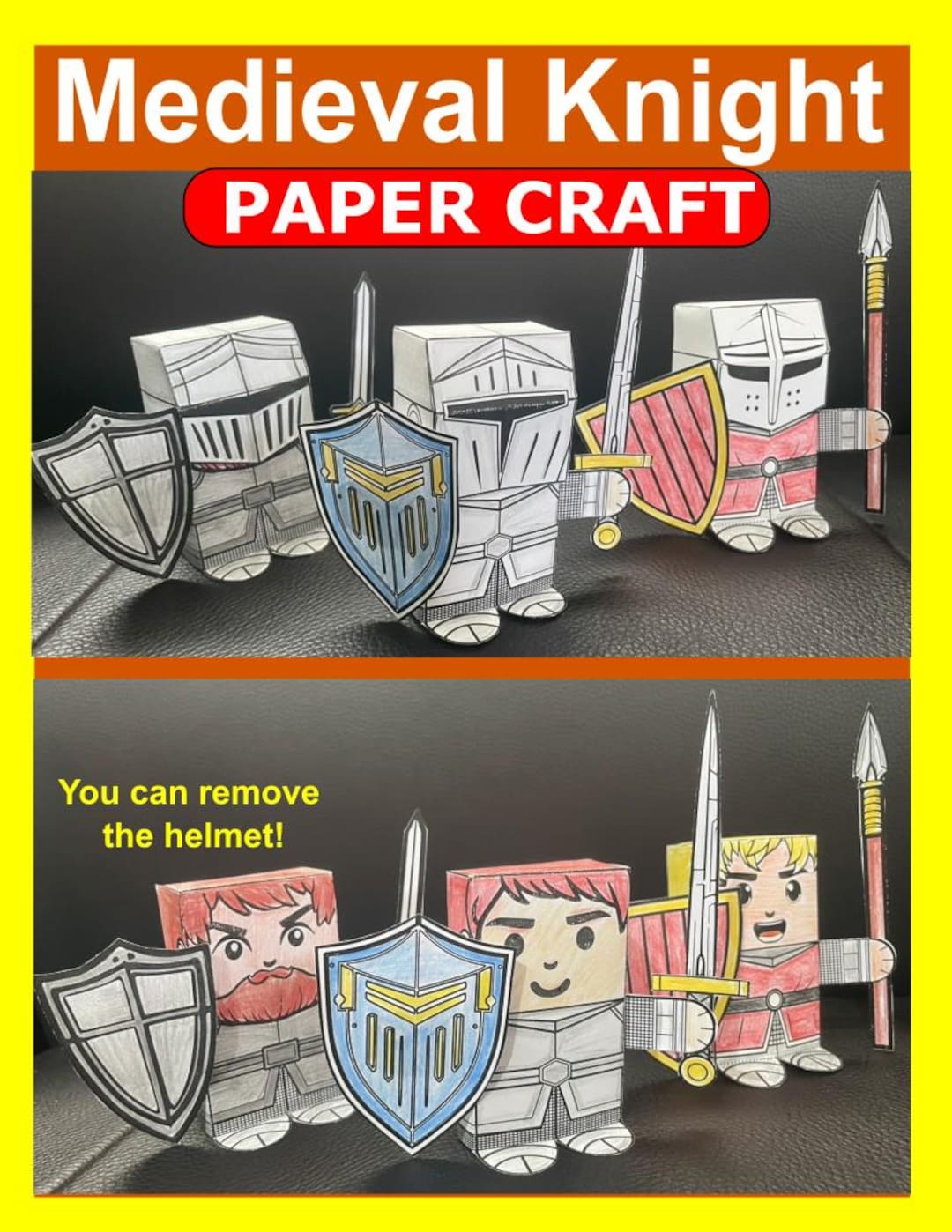 Knight Craft 3D Medieval Knight Warrior Paper Craftivity Printable ...