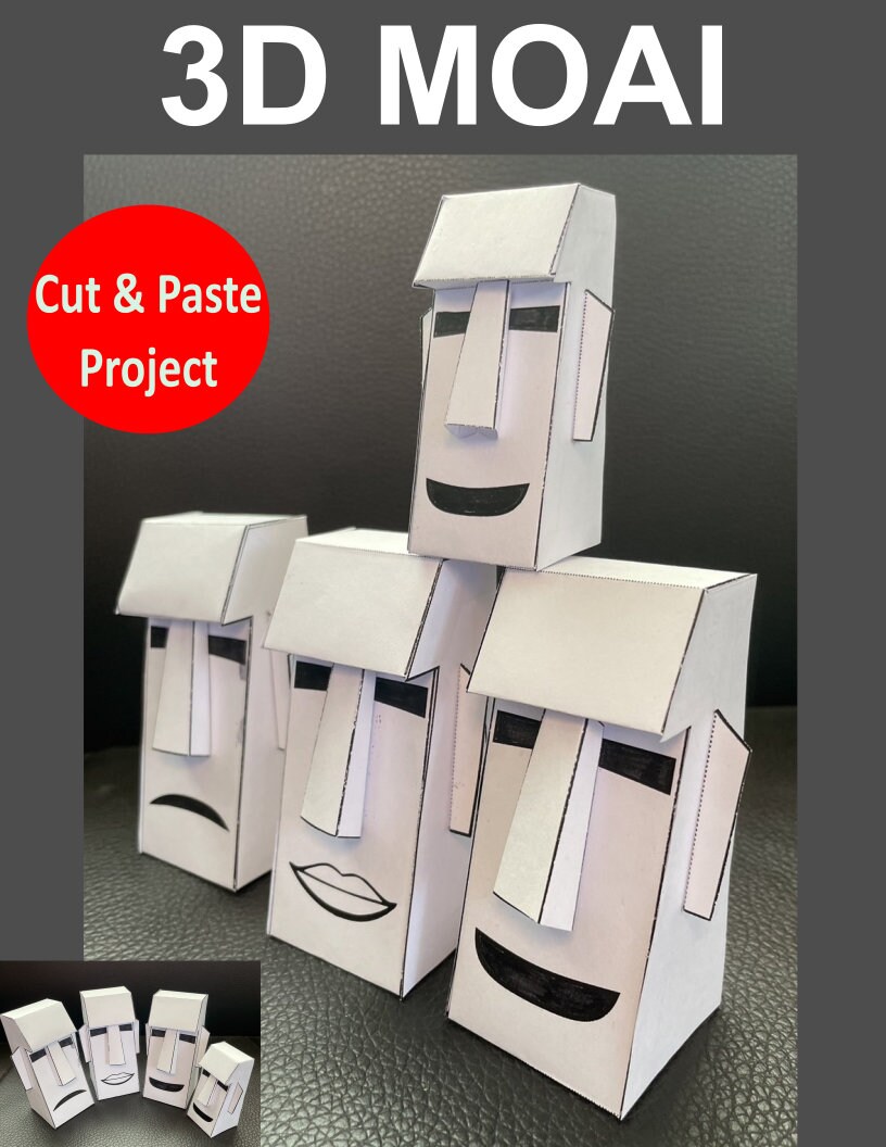 Moai Easter Island Landmark Paper Craft Printable Craft Activity for ...
