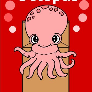 Ocean Animal Paper Bag Puppets Craft for Kids Coloring Puppet Printable ...