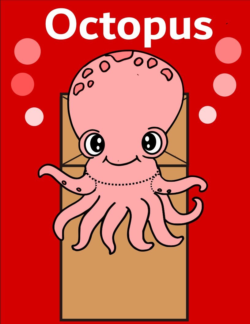 Ocean Animal Paper Bag Puppets Craft for Kids Coloring Puppet Printable ...