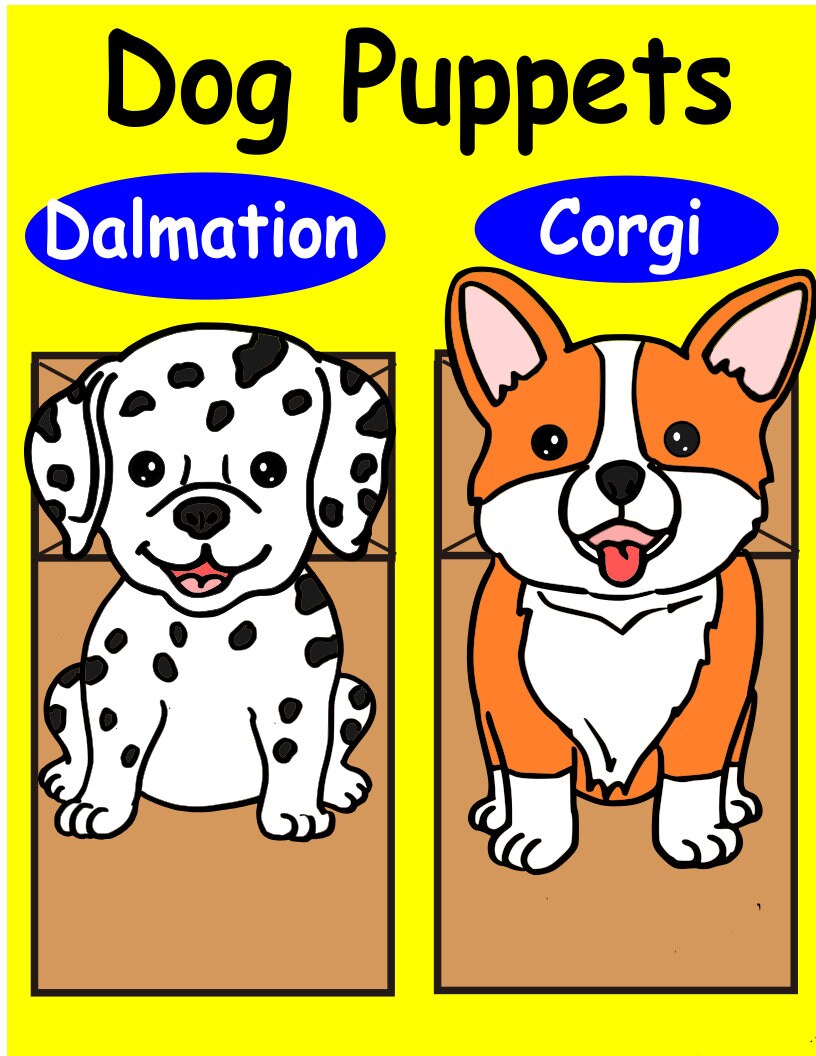 Dog Paper Bag Puppets Pet Animal Printable Craft Art for Kids Coloring ...