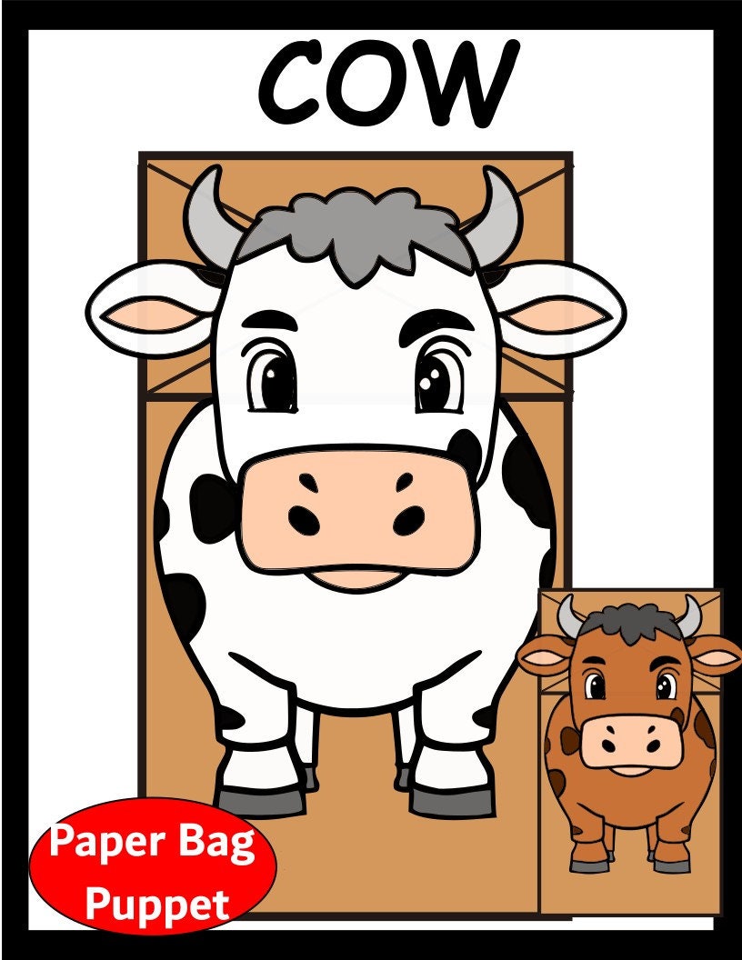 FARM Animals Paper Bag Puppets Zoo Animal Printable Craft Art for Kids ...