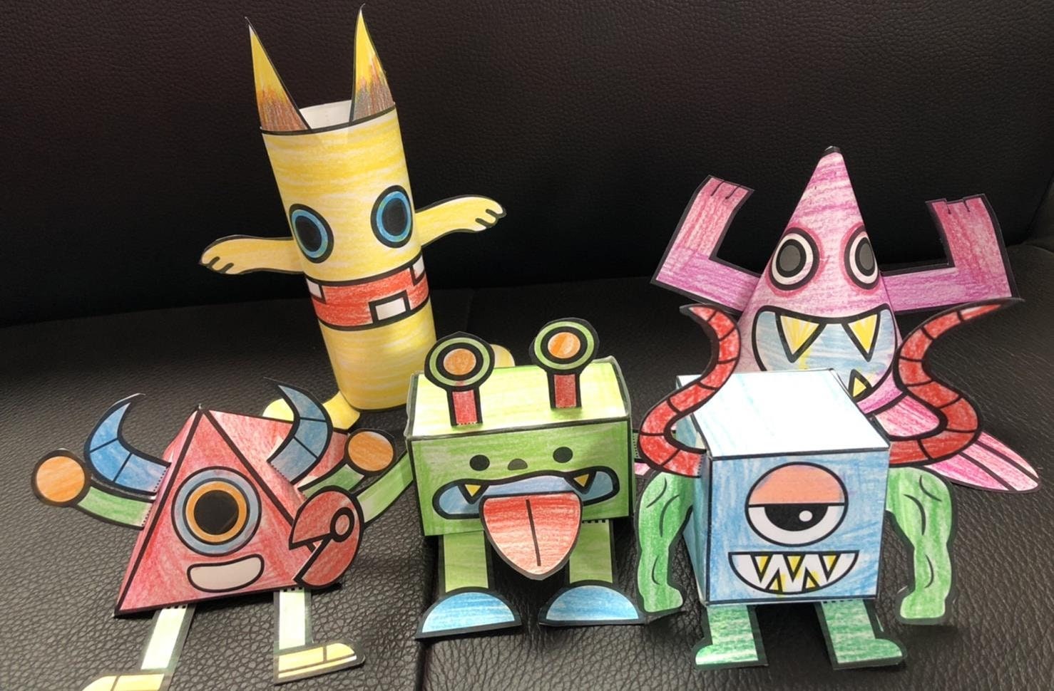 3D Shapes Monsters Geometry Crafts Printable Craft Activity for Kids ...