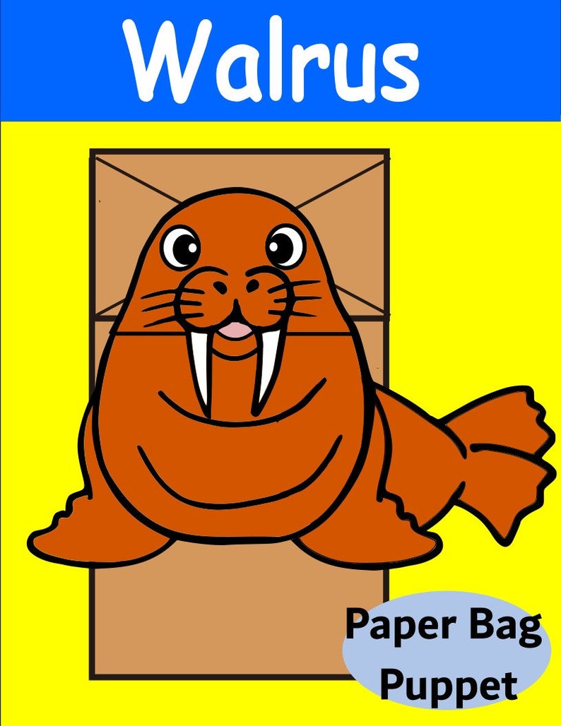 Ocean Animal Paper Bag Puppets Craft for Kids Coloring Puppet Printable ...
