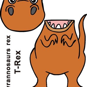 Dinosaur Paper Bag Puppet Craft for Kid Coloring Puppet Printable ...