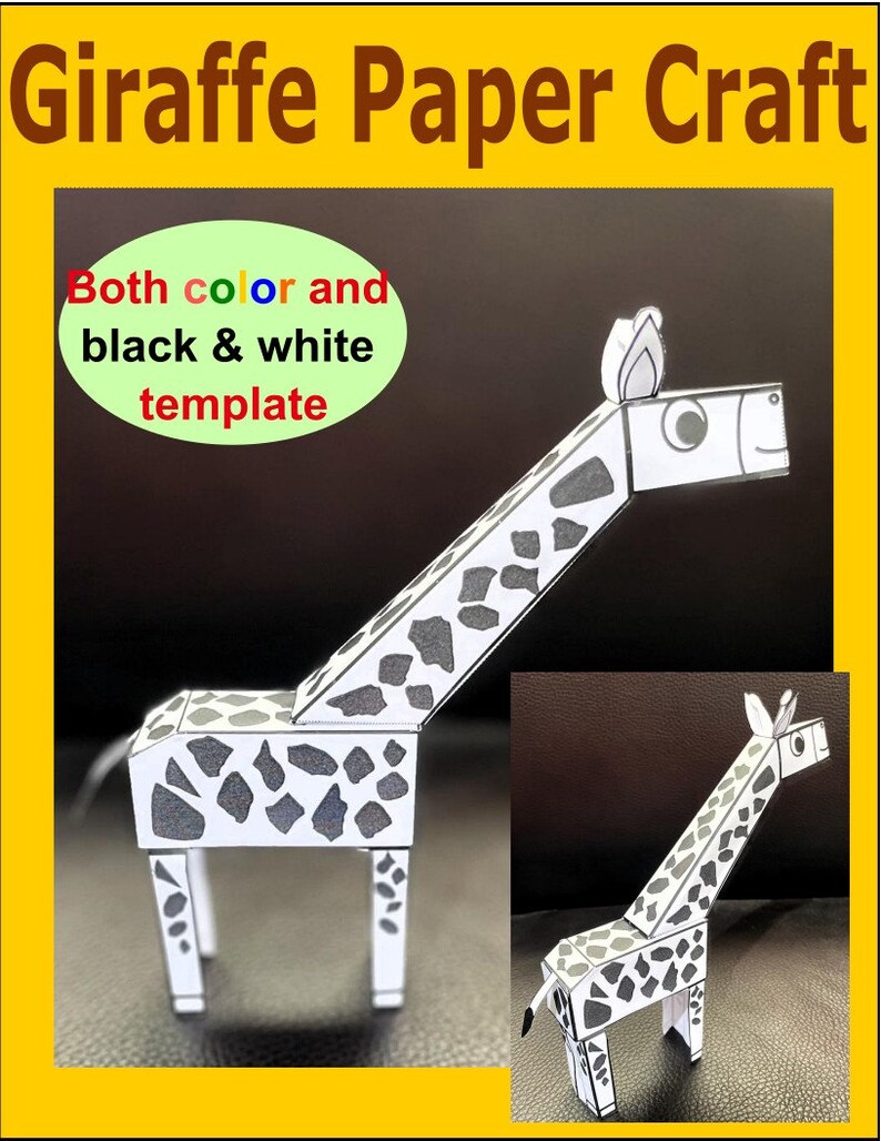 Giraffe Paper Craft Printable Craft Activity for Kids Instant - Etsy