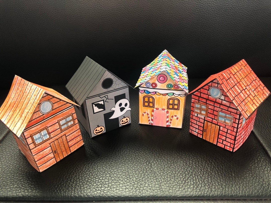 3D House Craft Printable Activity for Kids Instant Download Colouring ...