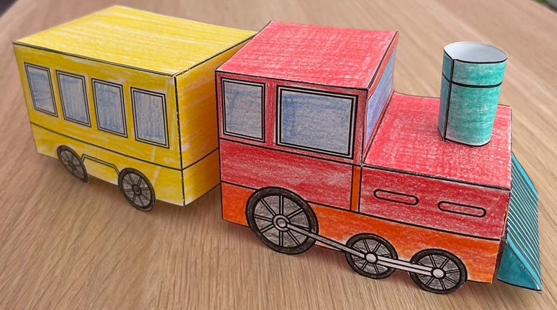 Train Craft 3D Paper Easy Train Craftivity Printable Craft Activity for ...