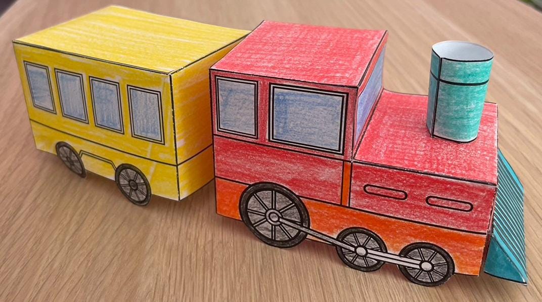 Train Craft 3D Paper Easy Train Craftivity Printable Craft Activity for ...