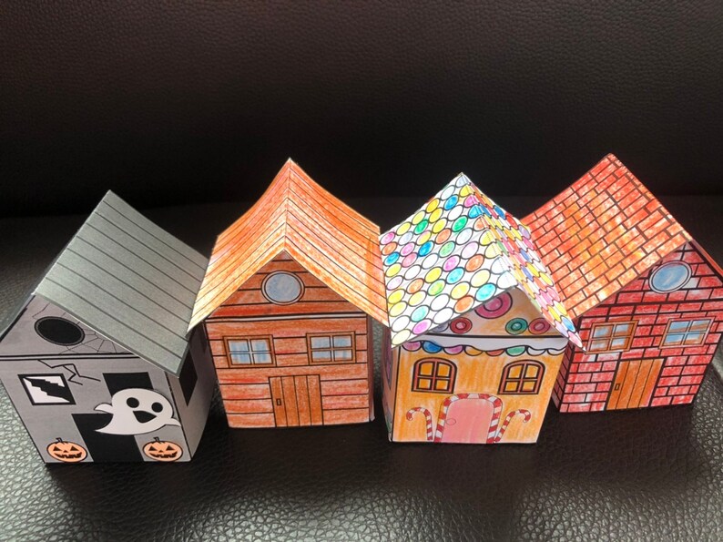 3D House Craft Printable Activity for Kids Instant Download Colouring ...