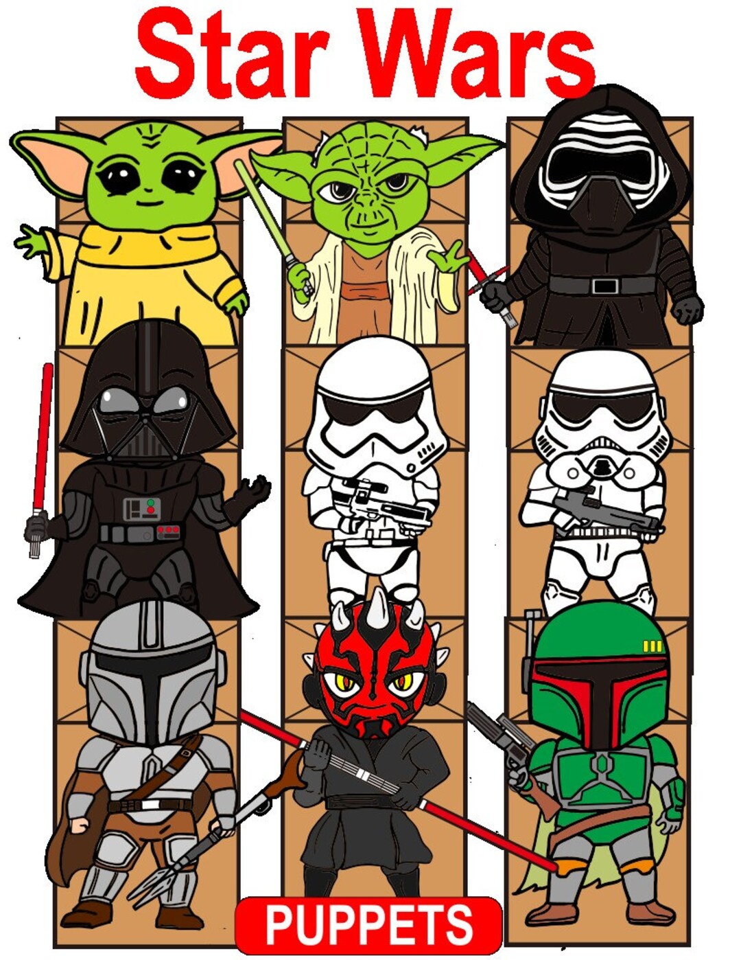 Star Wars Paper Bag Puppets Printable Activity for Kids Instant ...
