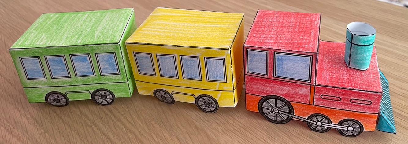 Train Craft 3D Paper Easy Train Craftivity Printable Craft Activity for ...