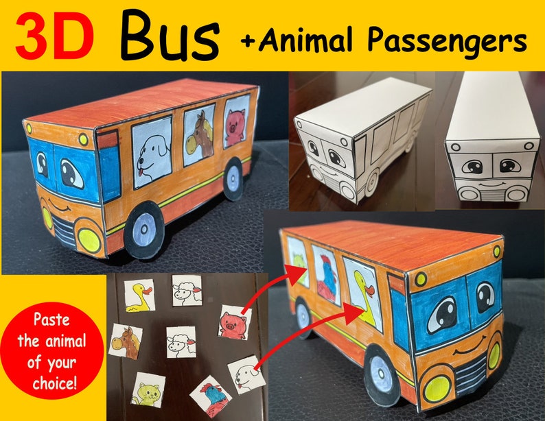Bus Paper Craft Printable Craft Activity for Kids Instant Download ...