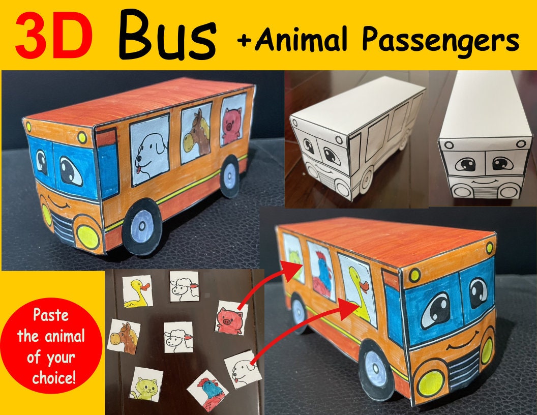 Bus Paper Craft Printable Craft Activity for Kids Instant Download ...