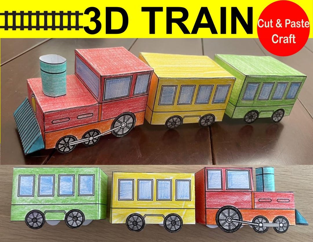 Train Craft 3D Paper Easy Train Craftivity Printable Craft Activity for ...