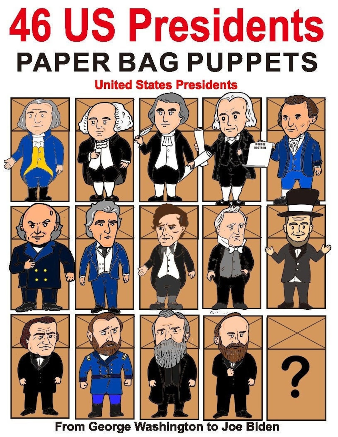 US Presidents Crafts 46 US Presidents Paper Bag Puppets United States ...