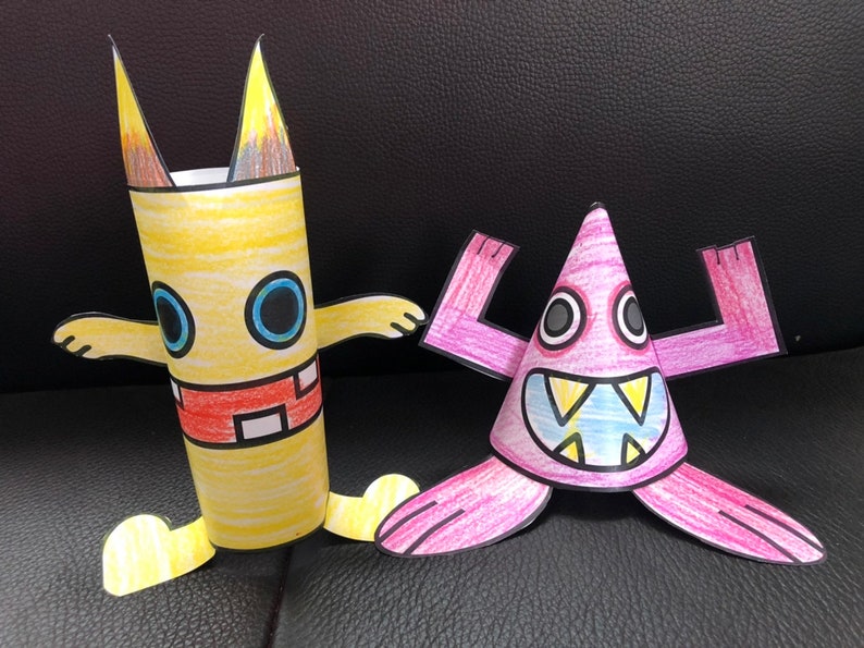 3D Shapes Monsters Geometry Crafts Printable Craft Activity for Kids ...