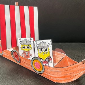Viking Ship Craft 3D Paper Easy Viking Ship Craftivity Printable Craft ...