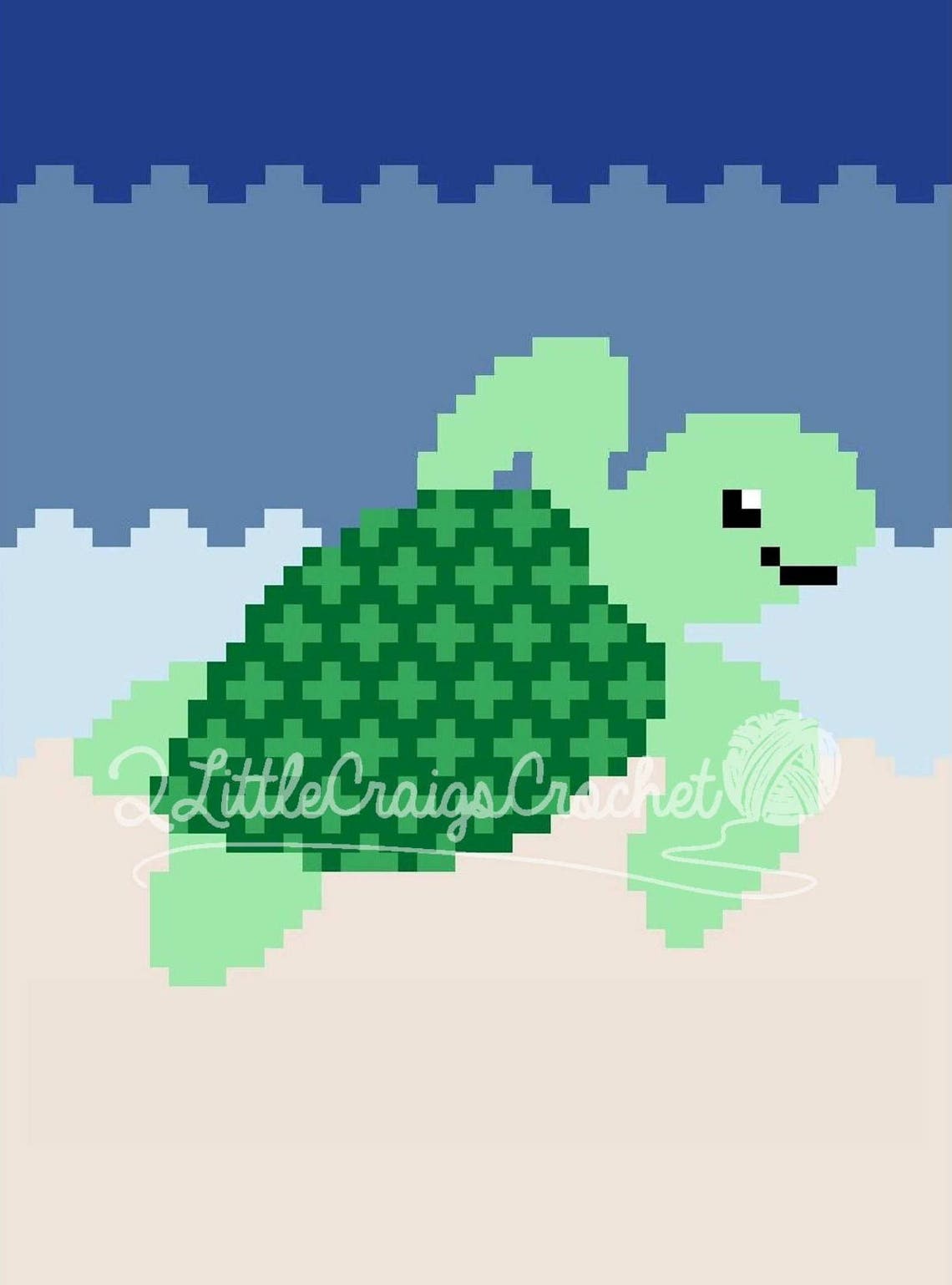 INSTANT DOWNLOAD - Sea Turtle - Crochet Graph - Crochet Pattern - Sea ...