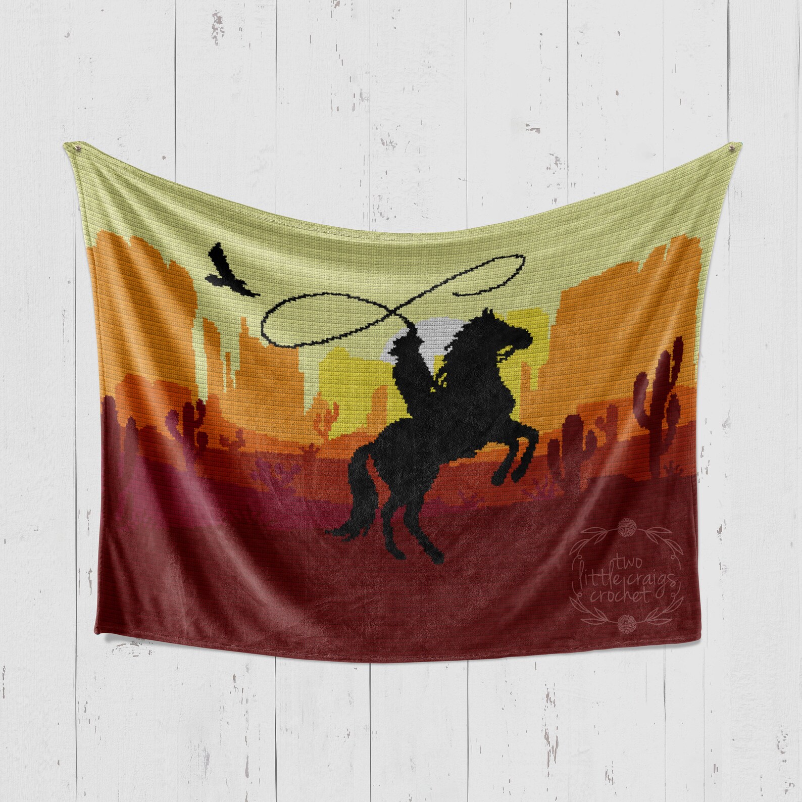 Western Cowboy Blanket Crochet Blanket Crochet Cowboy - Etsy