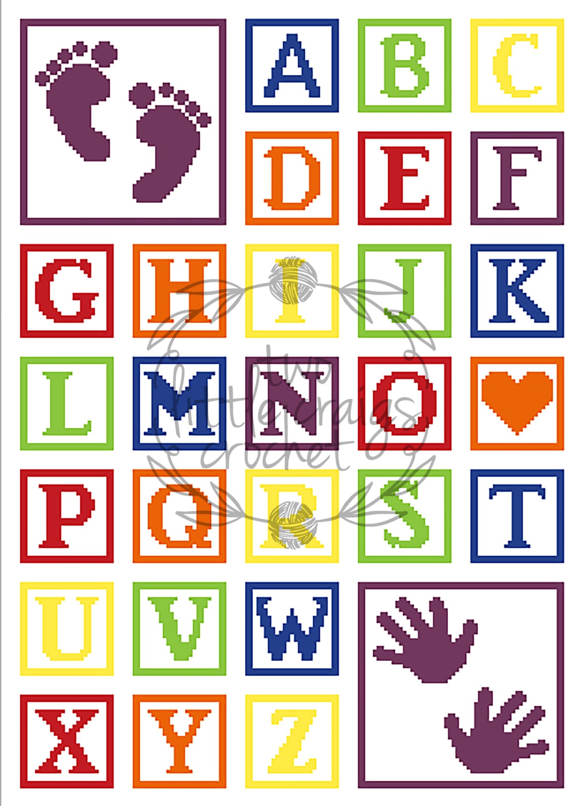 INSTANT DOWNLOAD -crochet Alphabet Graph -crochet Alphabet Pattern -abc ...