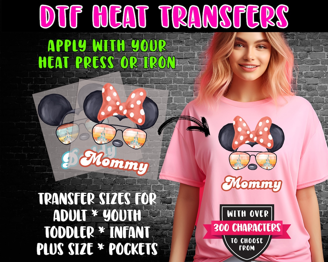 Matching Family Custom Disney Character Sunglass DTF Heat Press ...