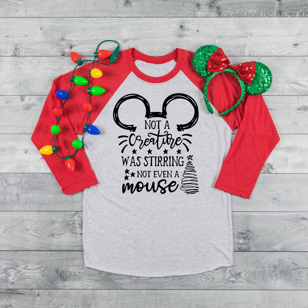 Mickey Mouse Christmas Raglan: "not a Creature Stirring" Family Tee - Etsy