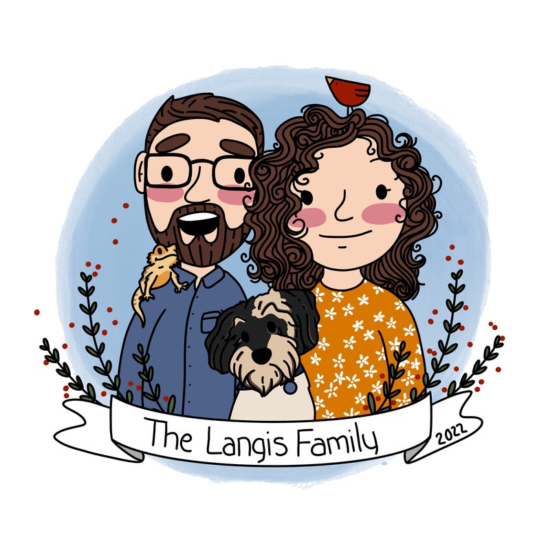 FAMILY Portrait - Personalized Custom Digital Illustrations: Gift ...