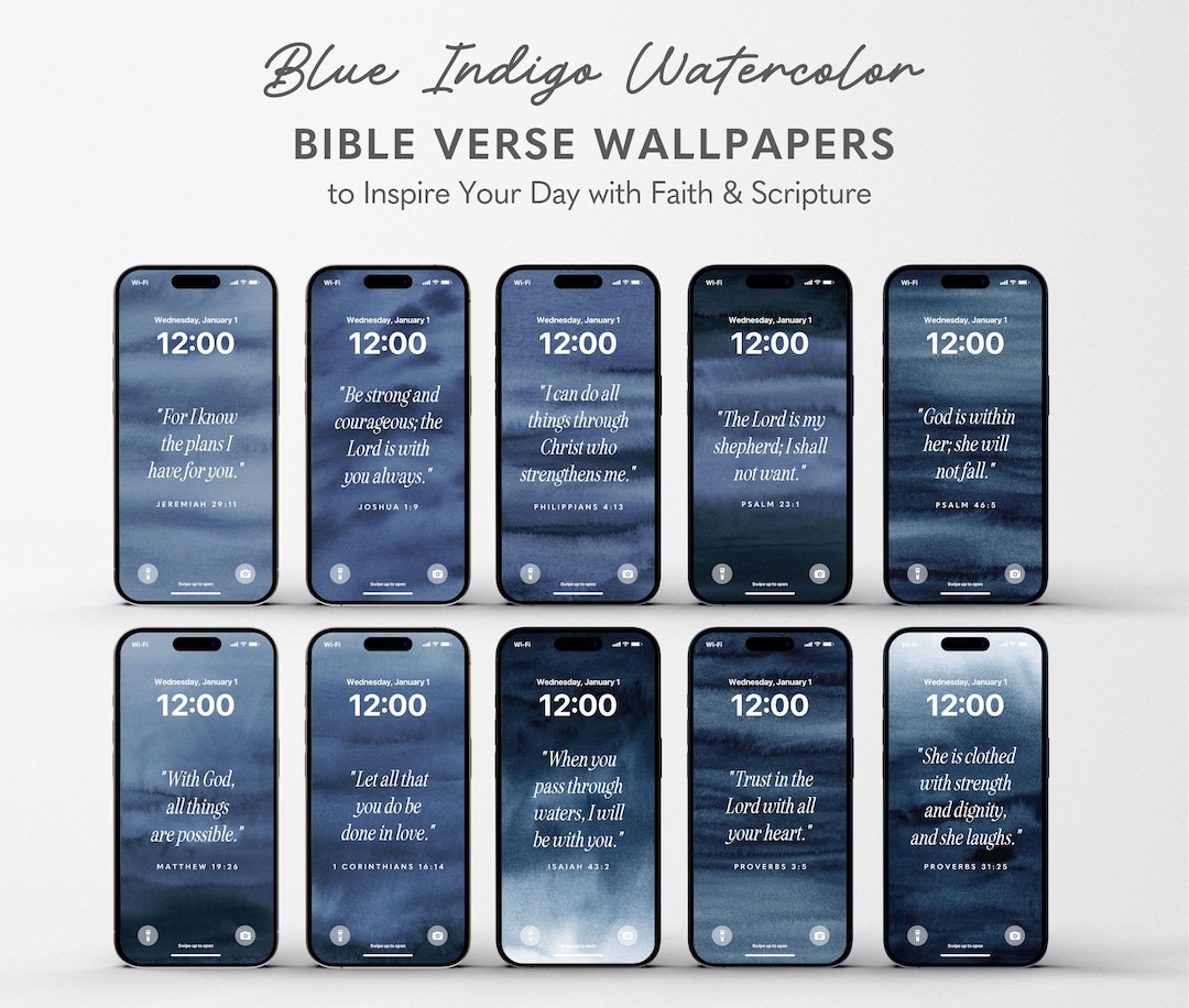 BUNDLE Bible Verse Watercolor Lock Screen | 10 Christian Quote Digital ...