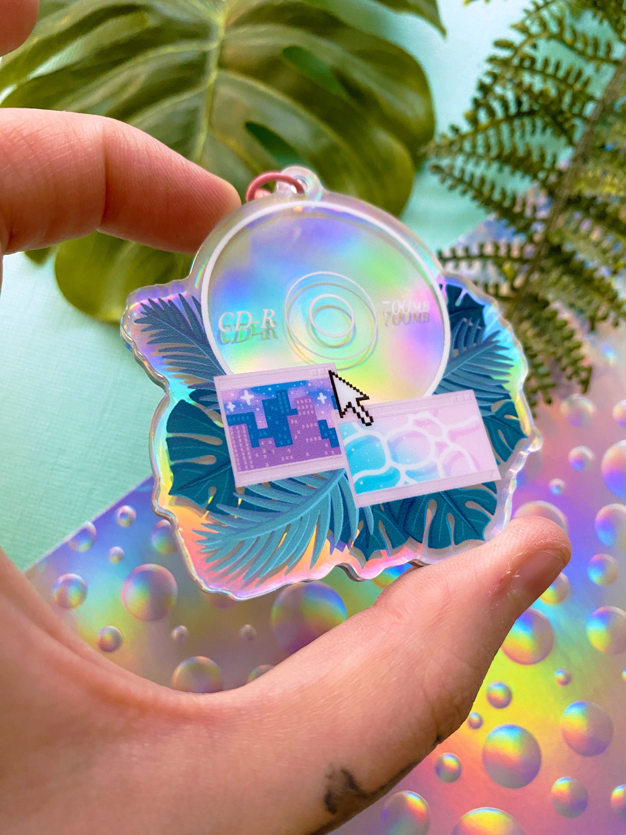 VAPORWAVE VIBES - 2.5" Holographic Acrylic Keychain - Etsy