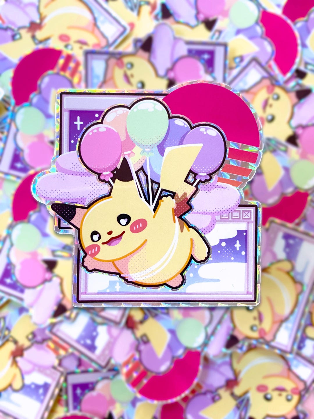 Pkmn FLYING MOUSE - 3" Prism Holographic Sticker - Etsy
