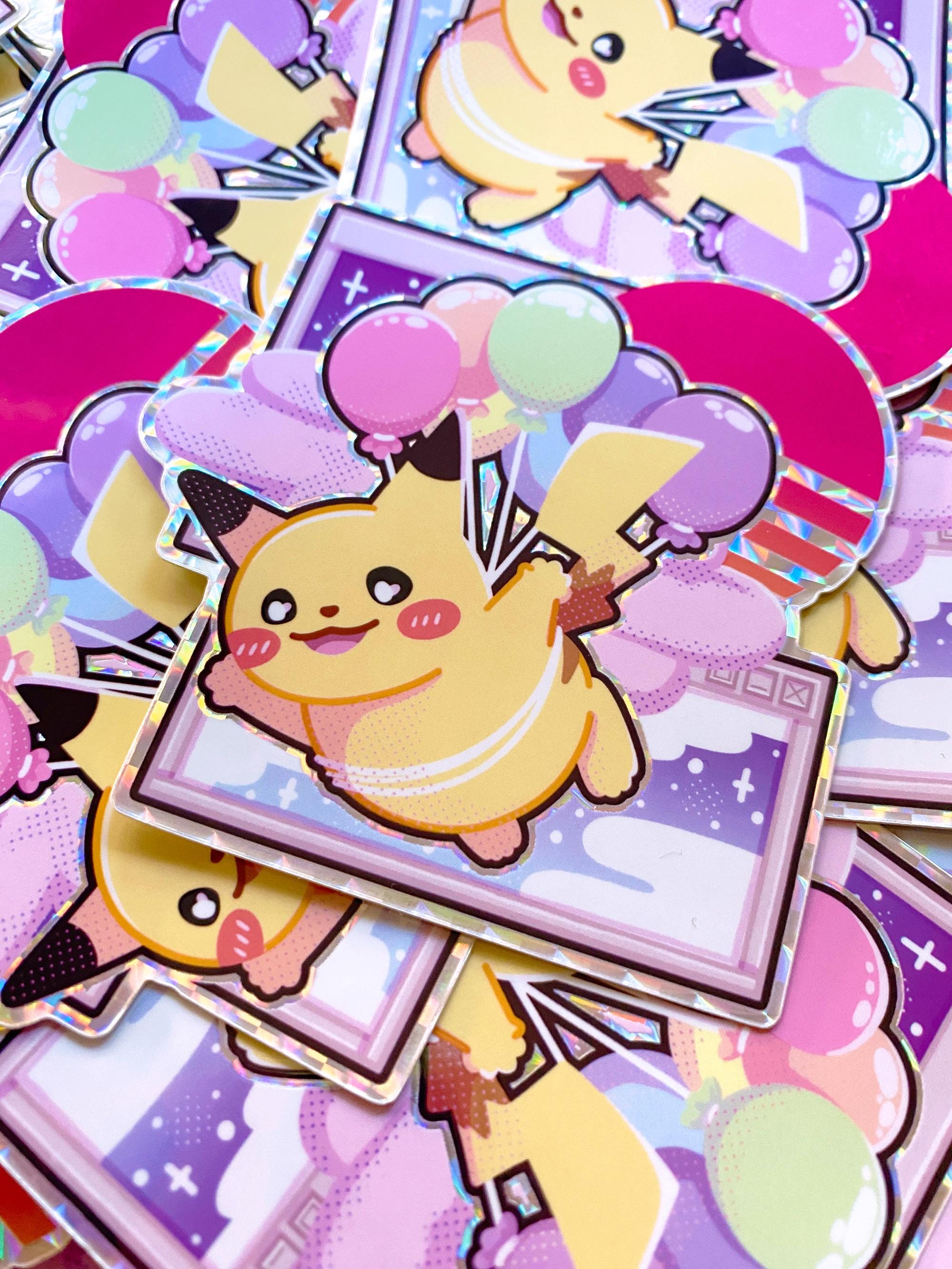Pkmn FLYING MOUSE - 3" Prism Holographic Sticker - Etsy