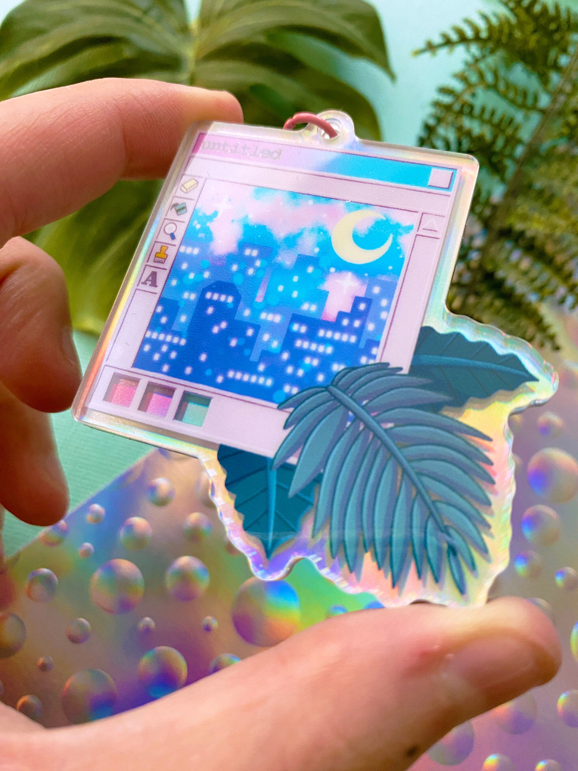 VAPORWAVE VIBES - 2.5" Holographic Acrylic Keychain - Etsy