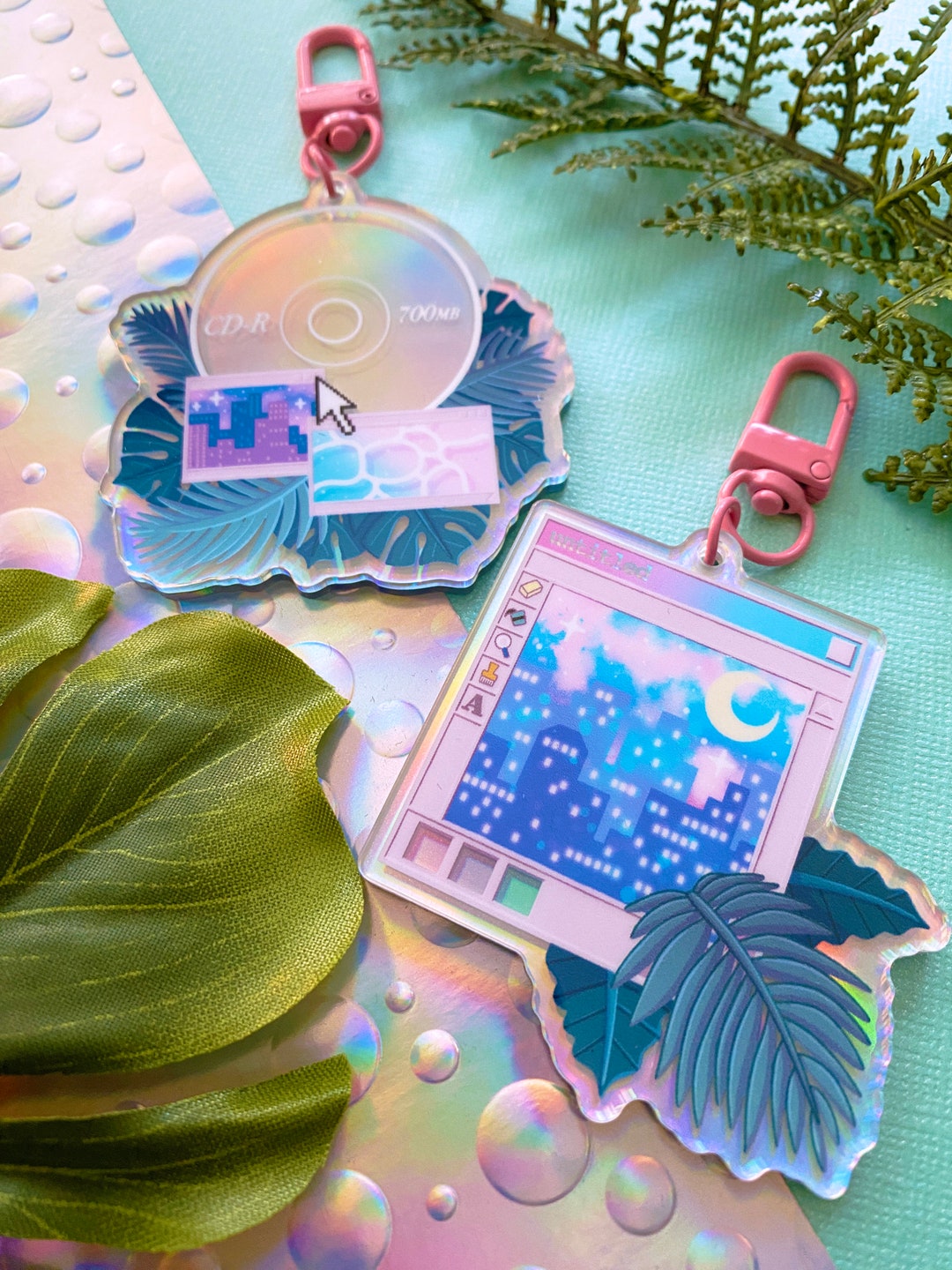 VAPORWAVE VIBES - 2.5" Holographic Acrylic Keychain - Etsy