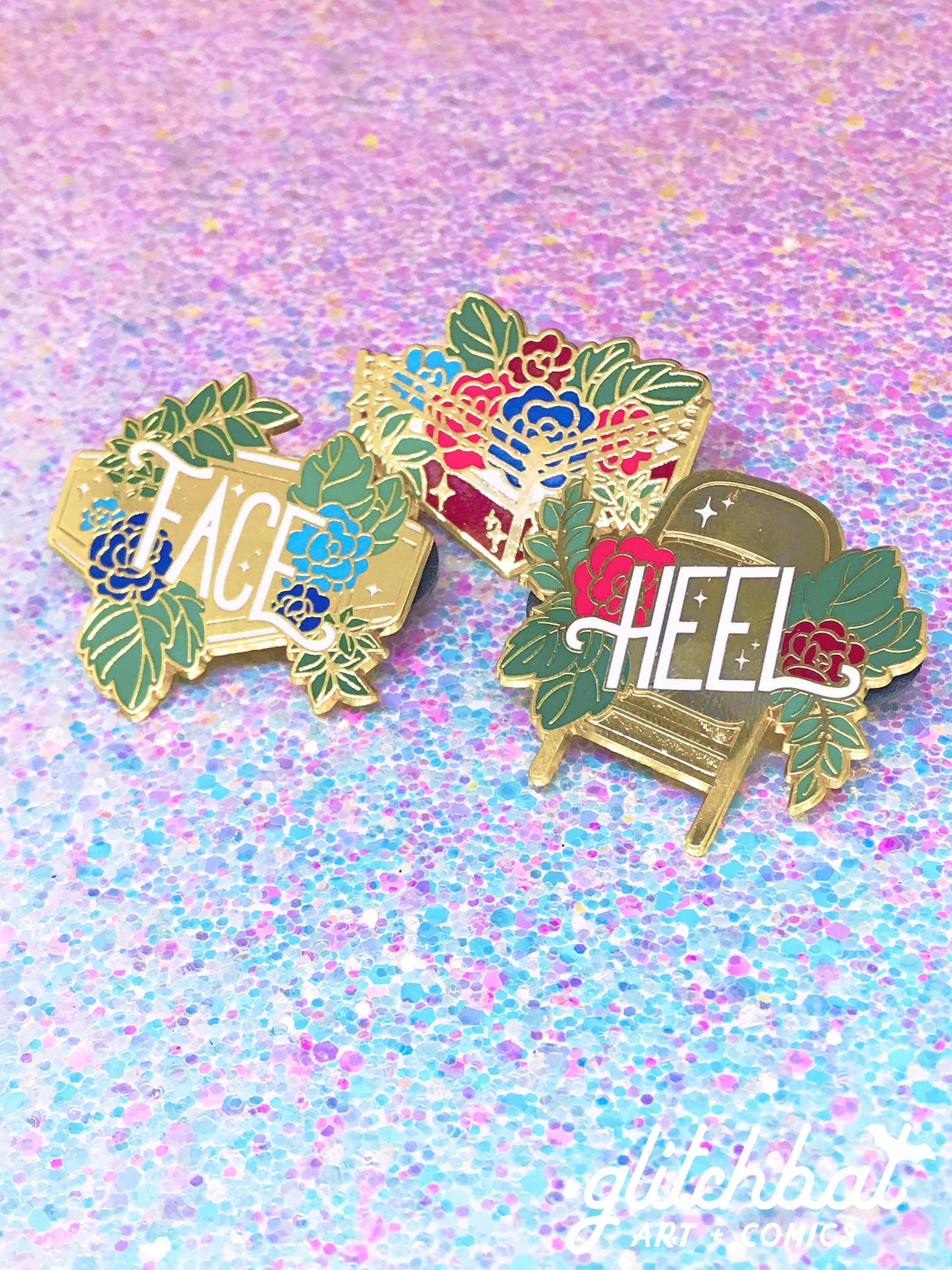 FLORAL WRESTLING 1.5 Enamel Pin - Etsy