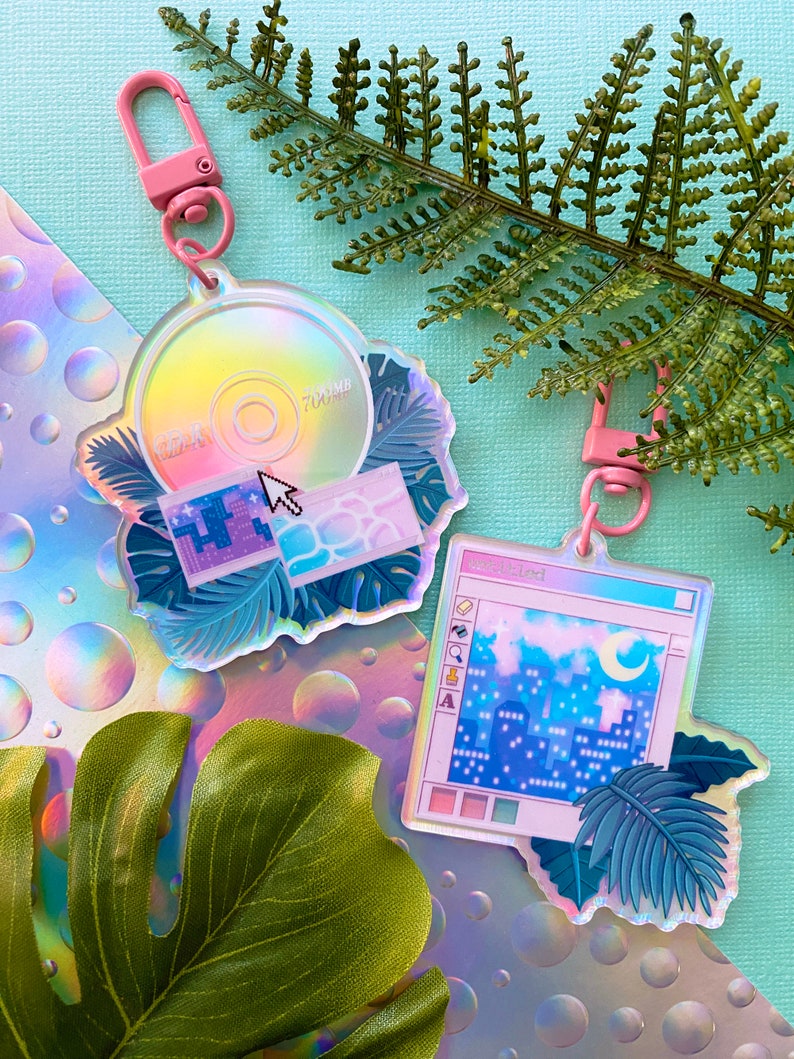 VAPORWAVE VIBES - 2.5" Holographic Acrylic Keychain - Etsy