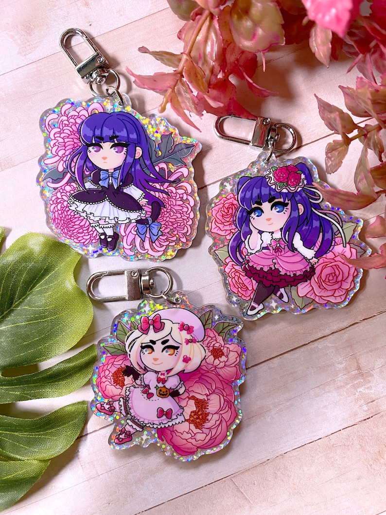 Umineko WITCHY GIRLS - 2.5" Holographic Glitter Keychain - Etsy