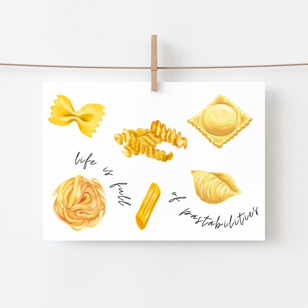 Pasta Card, Pasta Lover, Everyday Card, Italian Card, Happy Card, Cute ...