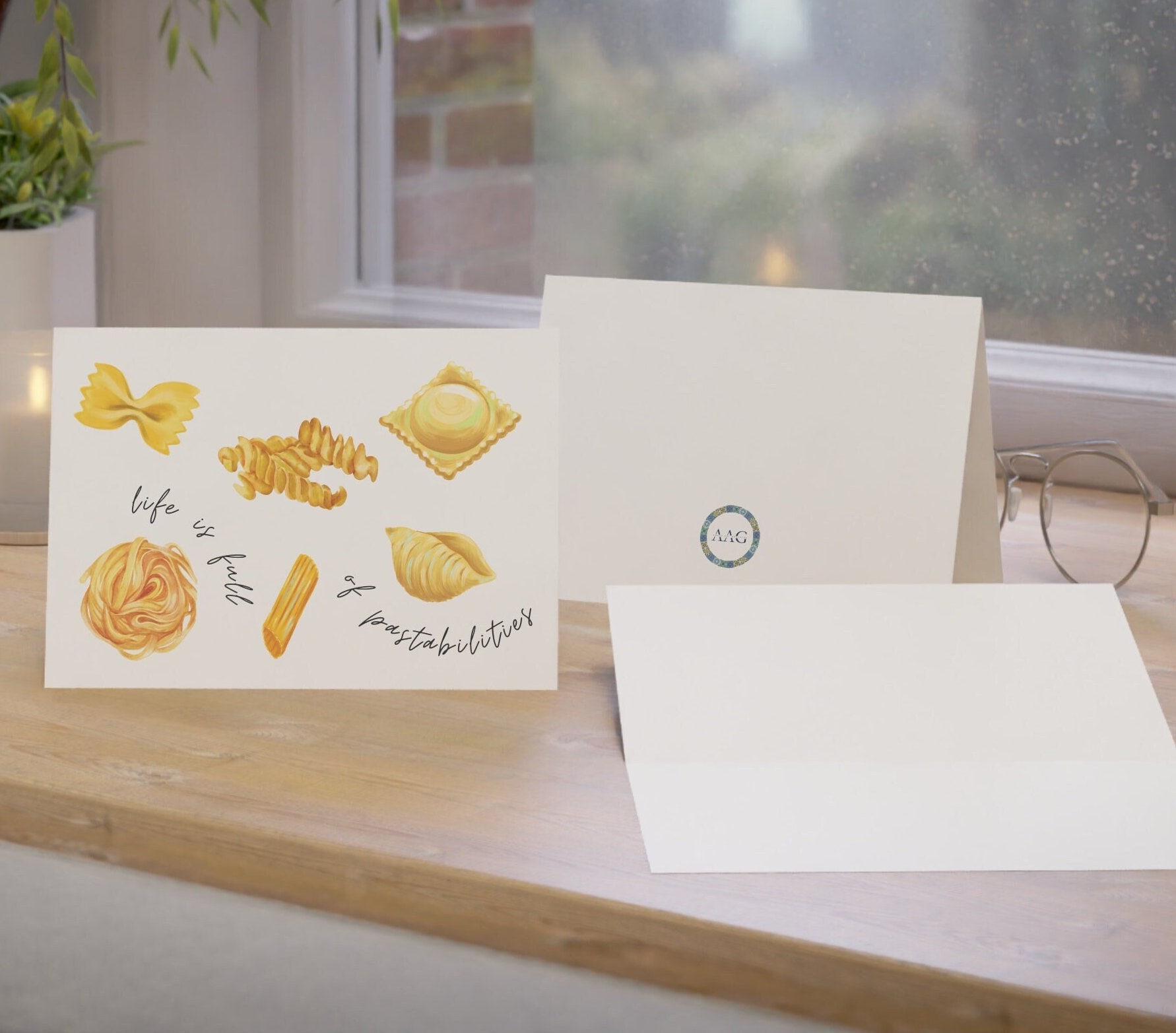 Pasta Card, Pasta Lover, Everyday Card, Italian Card, Happy Card, Cute ...