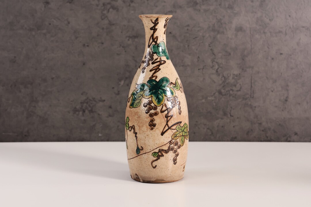 Sake Bottle Meiji Kyoto Ware Grape Vines Antique Satsuma Japanese - Etsy