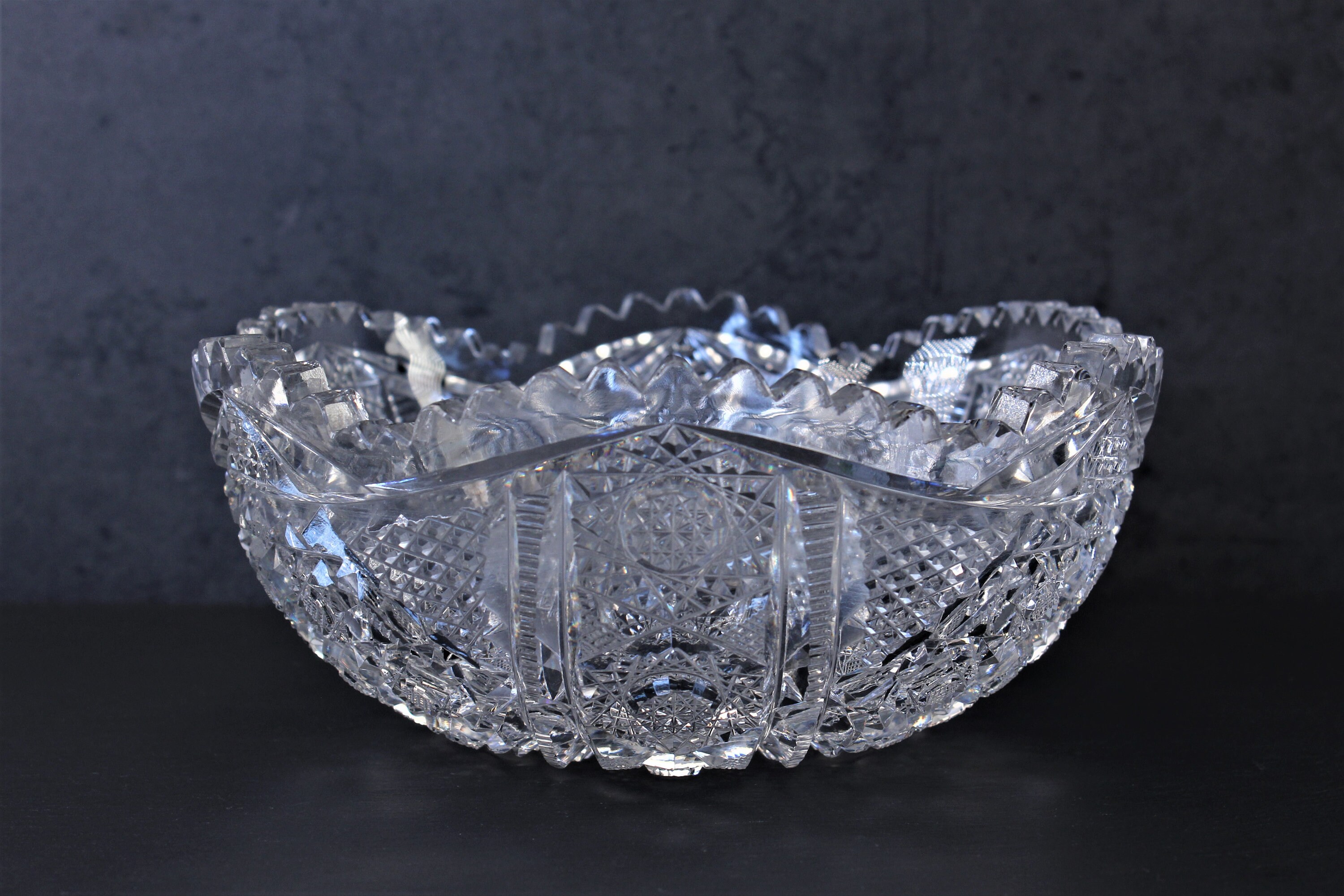 Antique ABP Cut Crystal Bowl Hobstar and Prism Pattern - Etsy