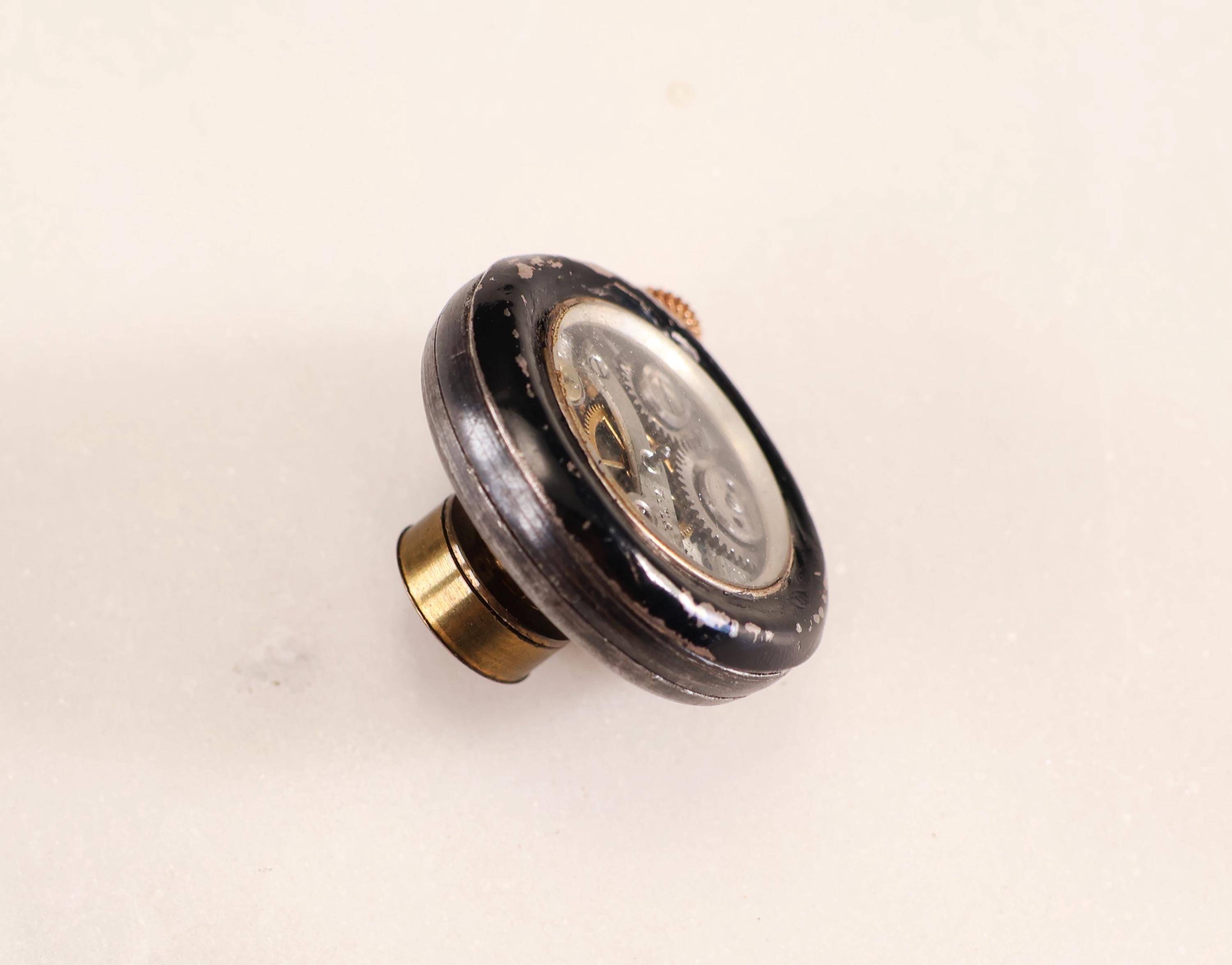 Antique Buttonhole Watch Manzoni Watch Co. Swiss Art Deco Gunmetal ...