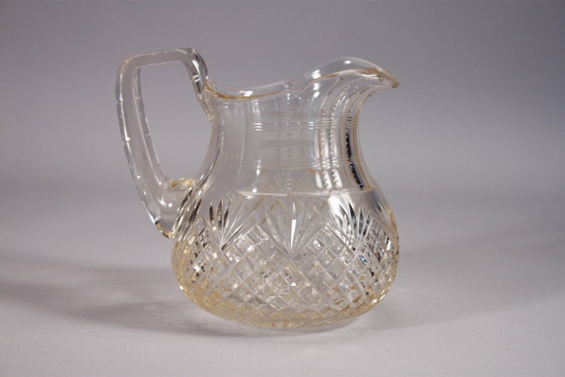 ABP Cut Crystal Pitcher Strawberry Diamond and Fan Pattern - Etsy