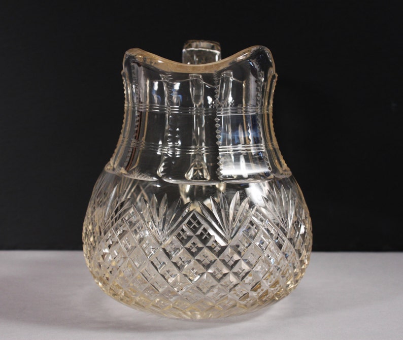 ABP Cut Crystal Pitcher Strawberry Diamond and Fan Pattern - Etsy